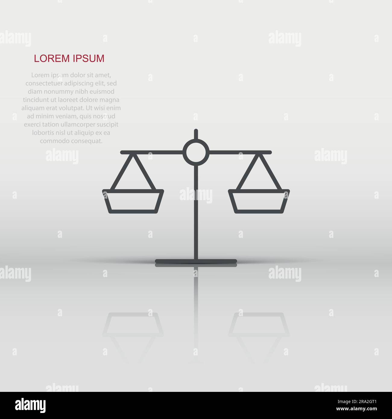 Scale balance icon in flat style. Justice vector illustration on white ...