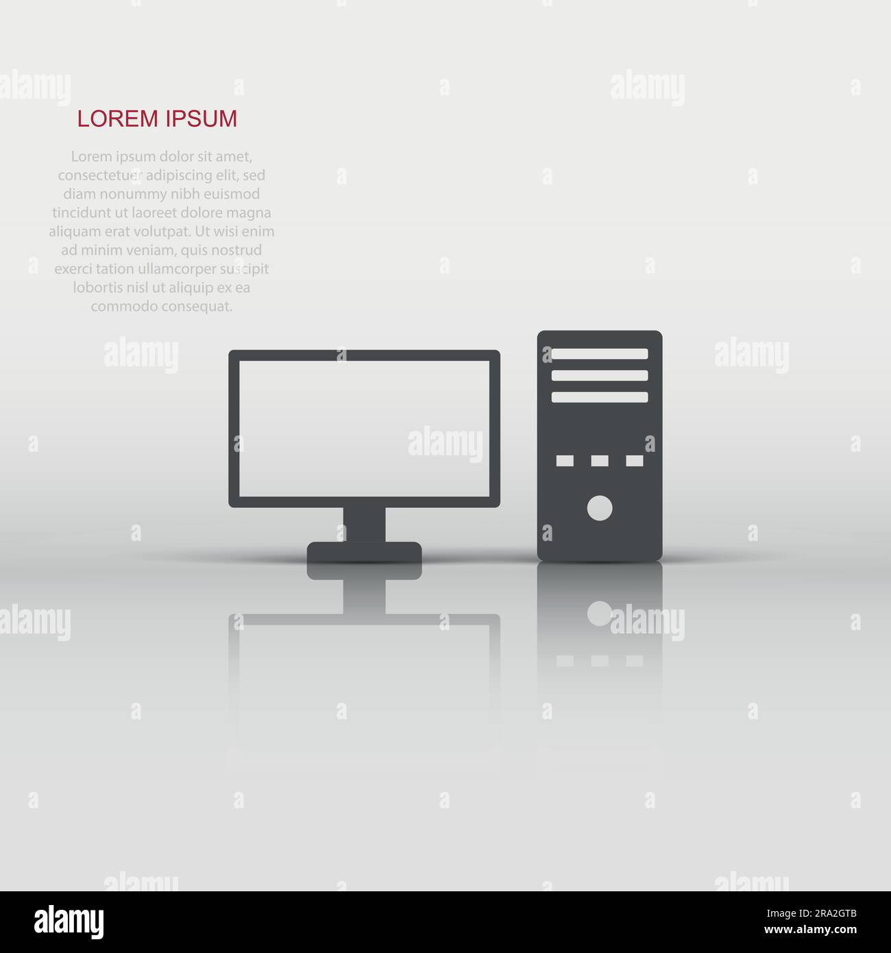 Pc computer icon in flat style. Desktop vector illustration on white ...