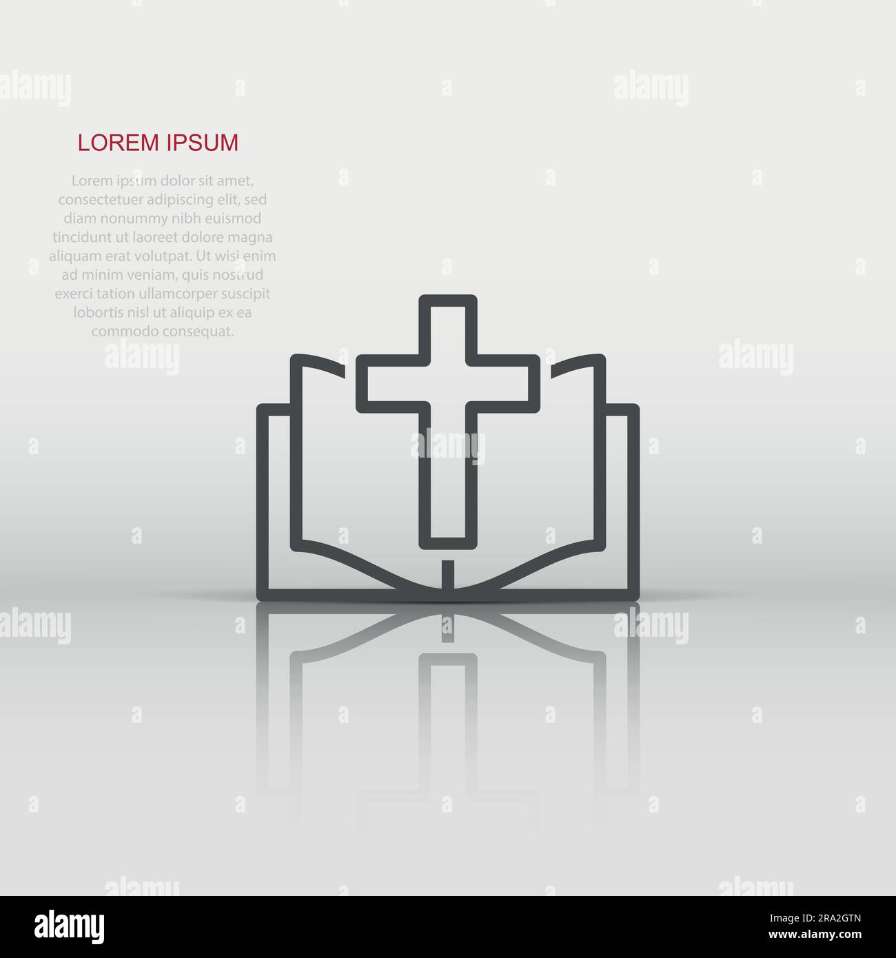 Bible book icon in flat style. Church faith vector illustration on ...