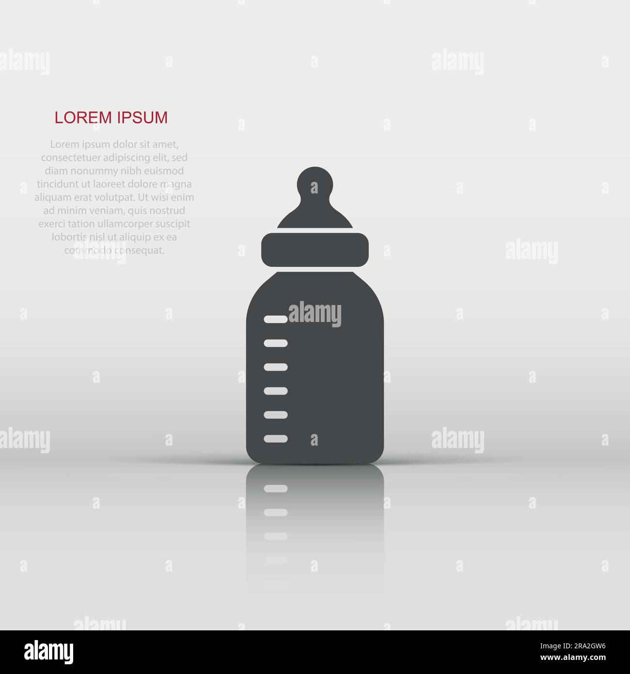 Baby bottle icon in flat style. Milk container vector illustration on ...
