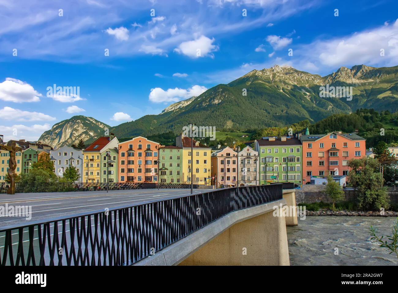 View of the colorful buildings in Innsbruck, Austria Stock Photo - Alamy