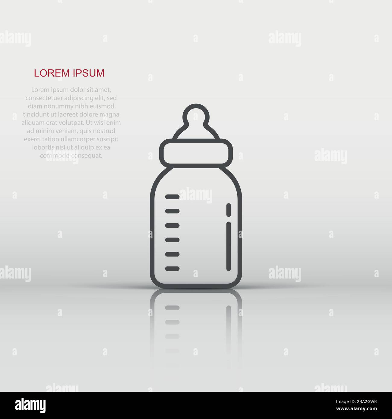 Baby bottle icon in flat style. Milk container vector illustration on ...