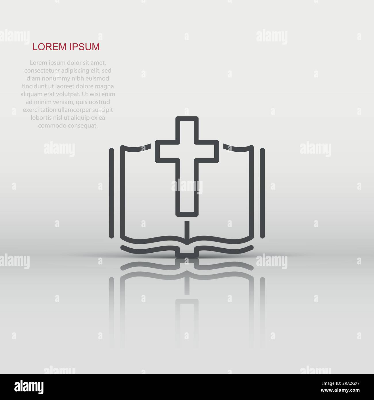 Bible book icon in flat style. Church faith vector illustration on ...