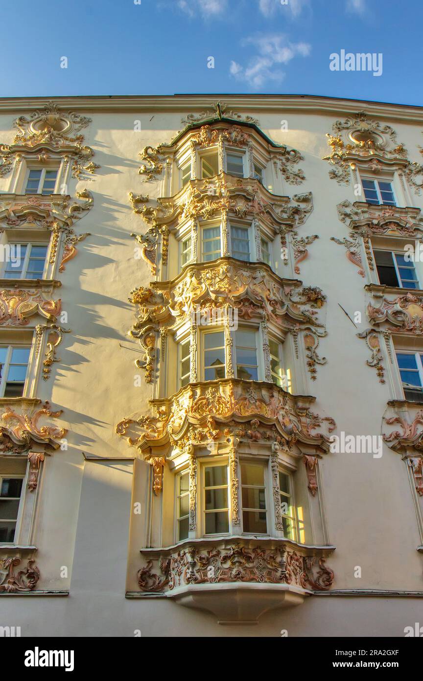 View of the famous facade of the building in Innsbruck, Austria Stock ...