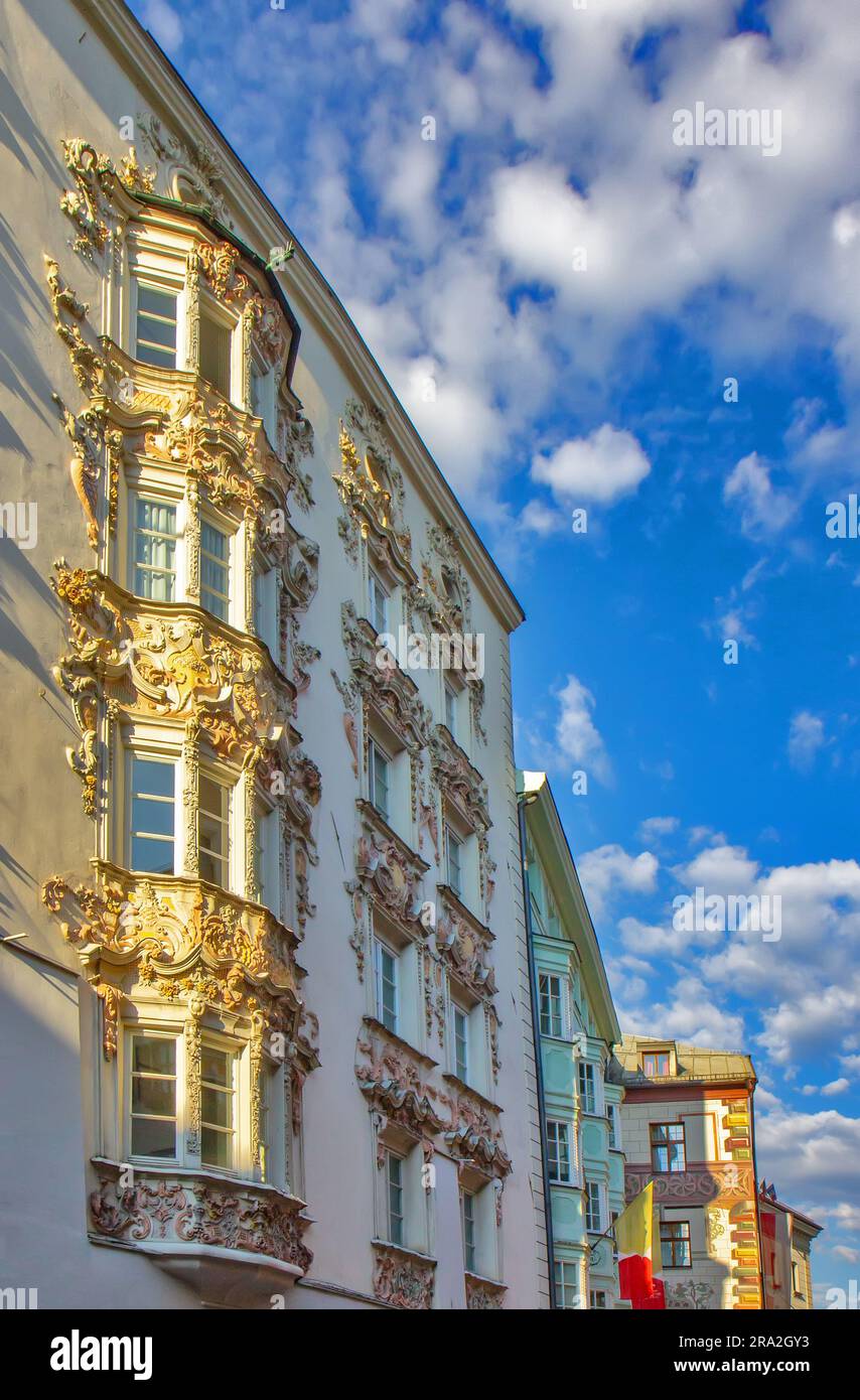 View of the famous facade of the building in Innsbruck, Austria Stock ...