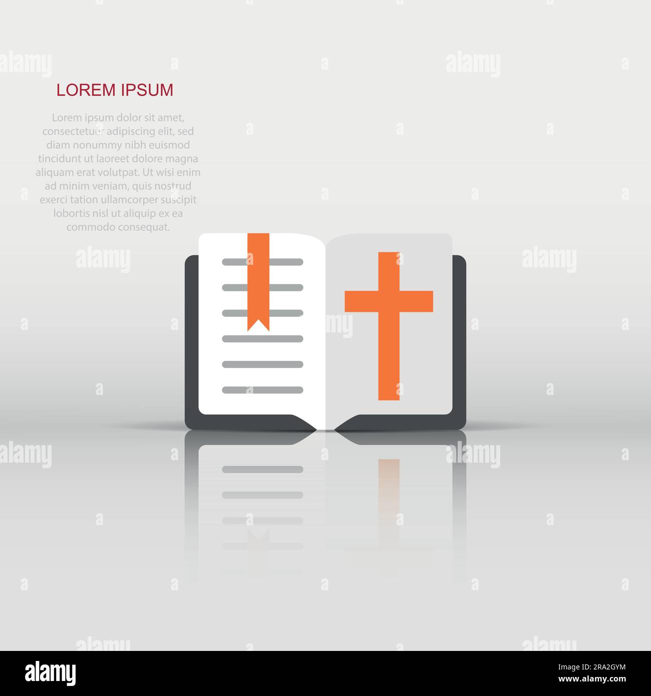 Bible book icon in flat style. Church faith vector illustration on ...