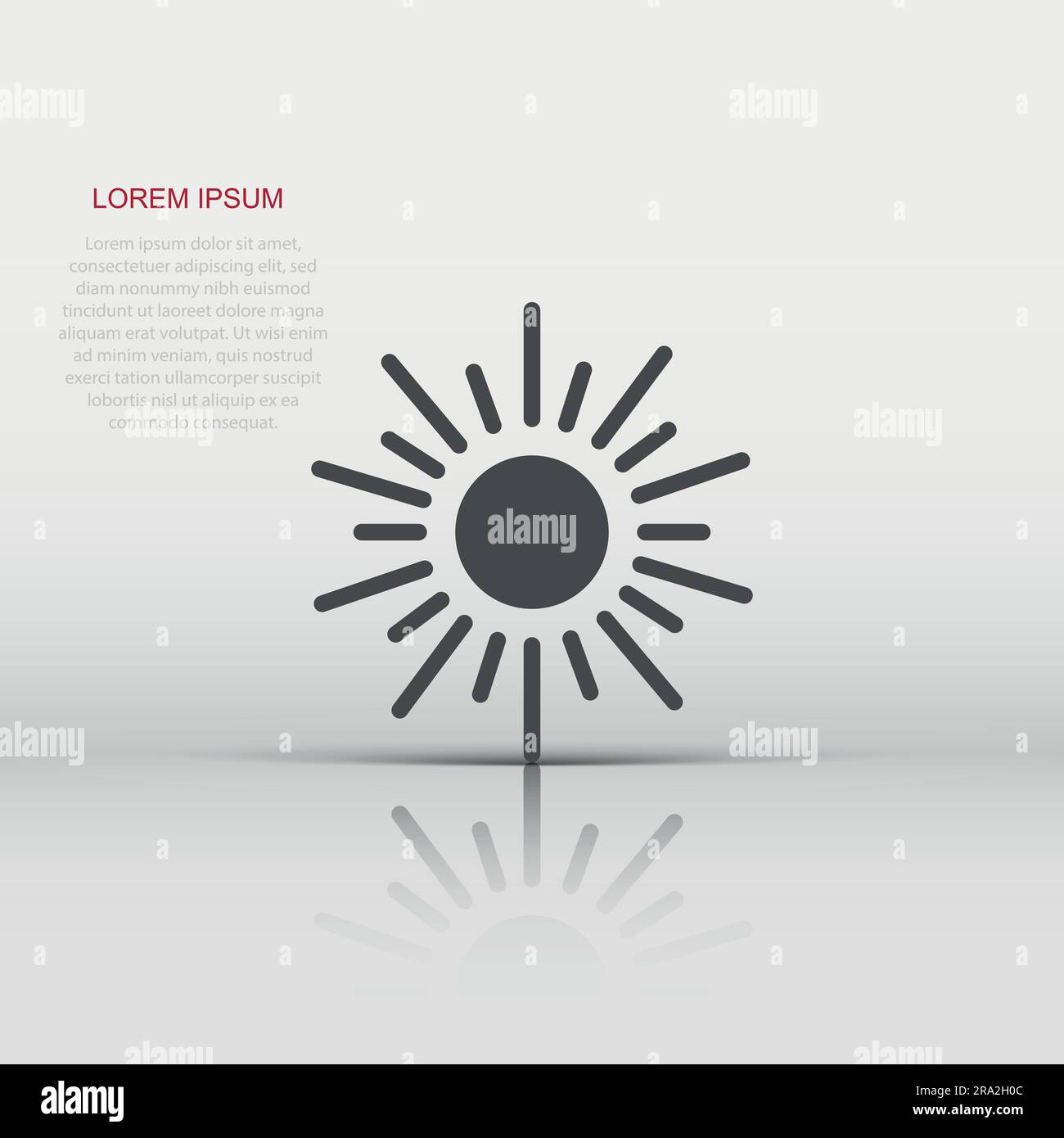 Sun icon in flat style. Sunlight sign vector illustration on white ...