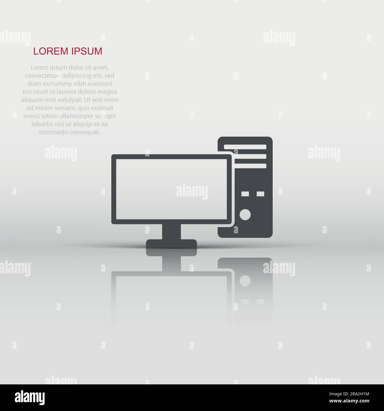 Pc computer icon in flat style. Desktop vector illustration on white ...