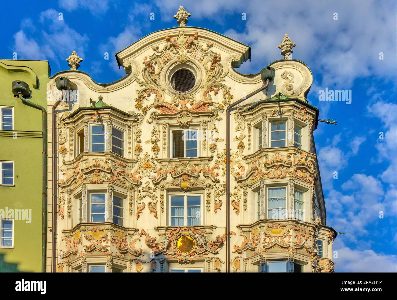 View of the famous facade of the building in Innsbruck, Austria Stock ...