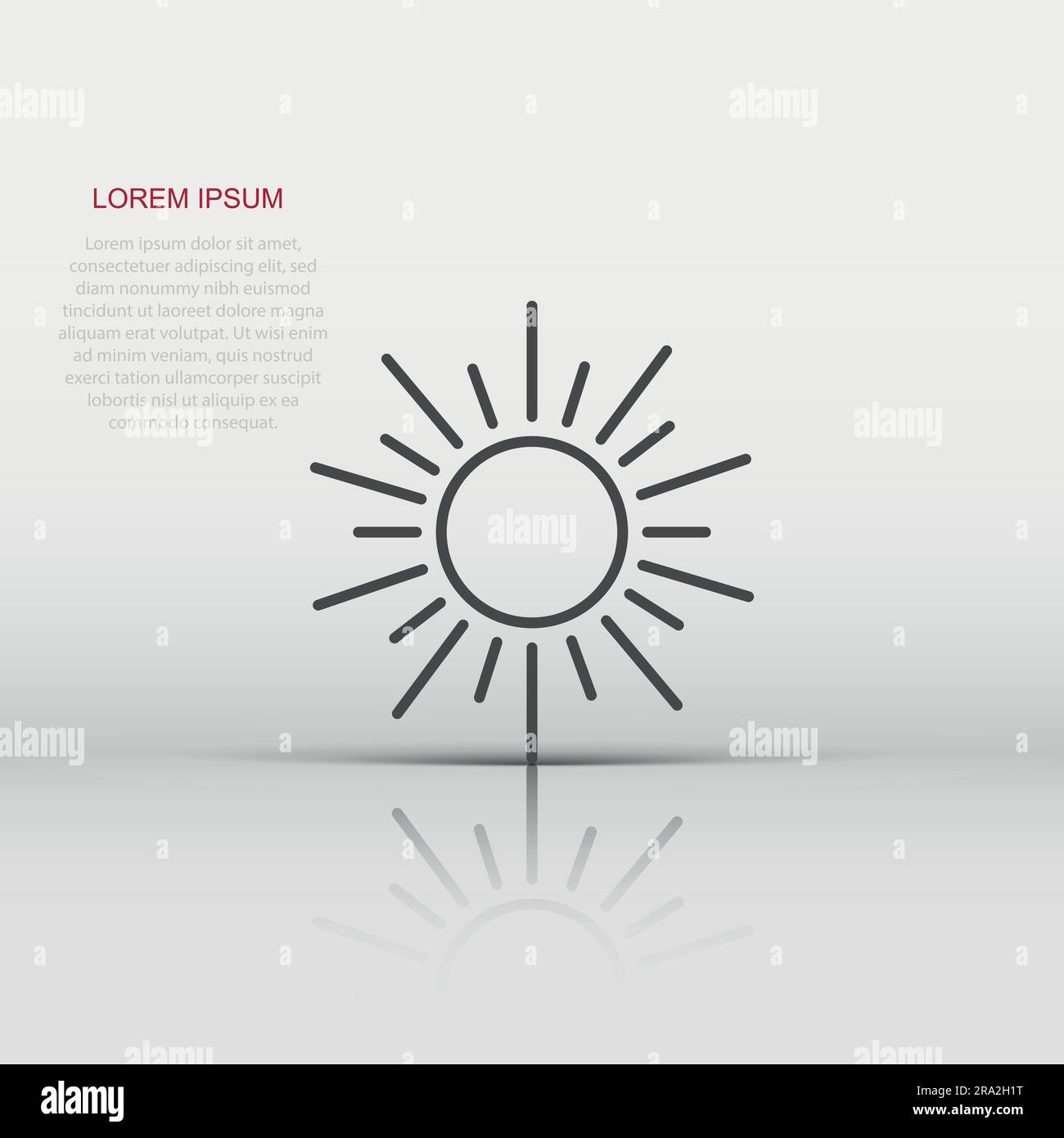 Sun icon in flat style. Sunlight sign vector illustration on white ...