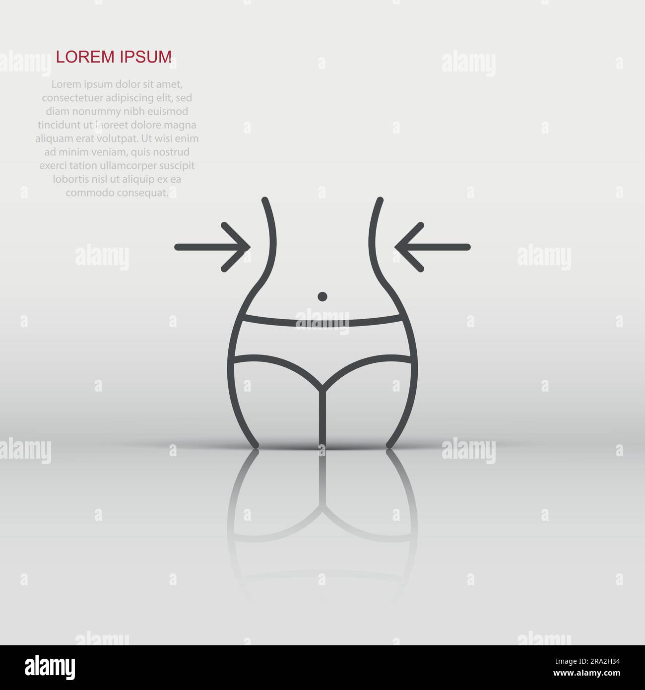 Weight loss icon in flat style. Belly vector illustration on white isolated background. Athletic ...