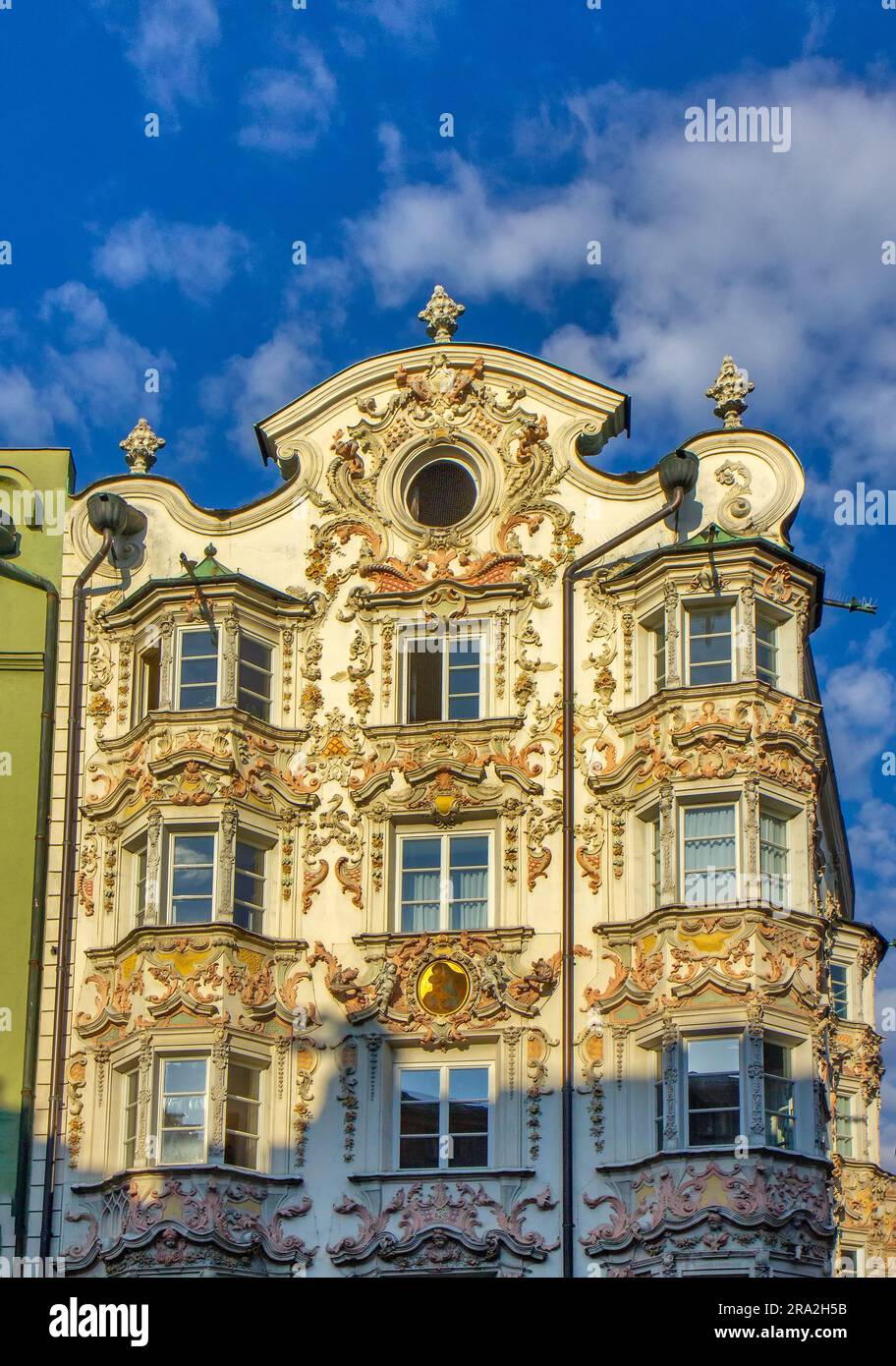 View of the famous facade of the building in Innsbruck, Austria Stock ...