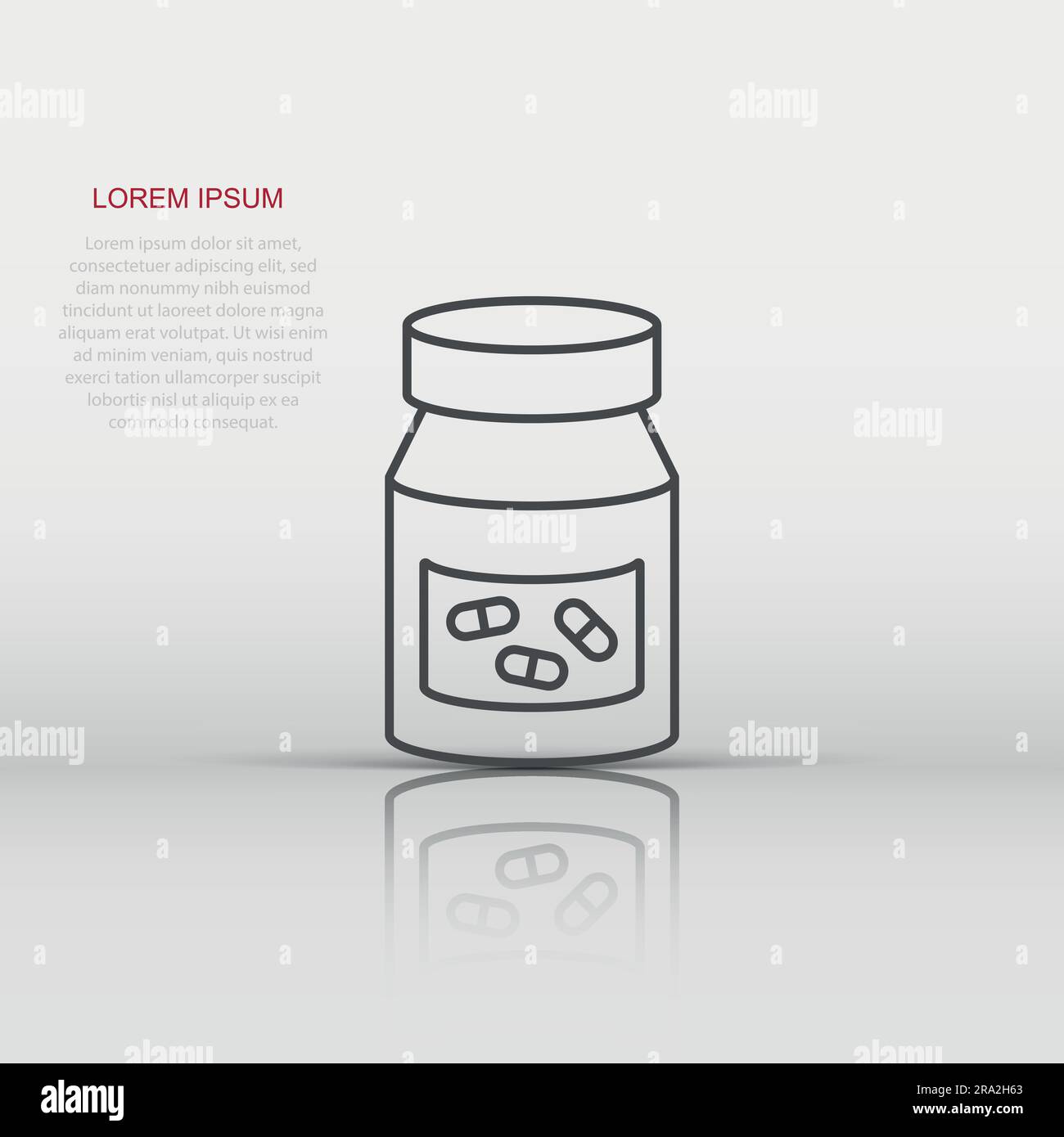Pill bottle icon in flat style. Drugs vector illustration on white ...