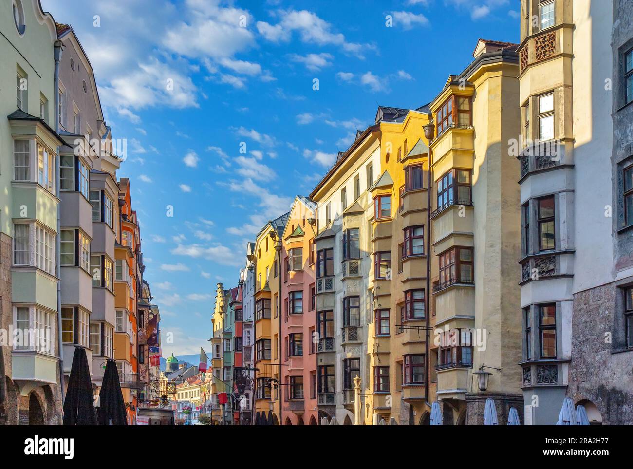 View of the colorful buildings in Innsbruck, Austria Stock Photo - Alamy