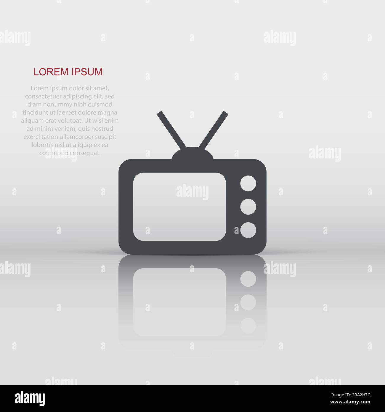 Tv icon in flat style. Television sign vector illustration on white ...