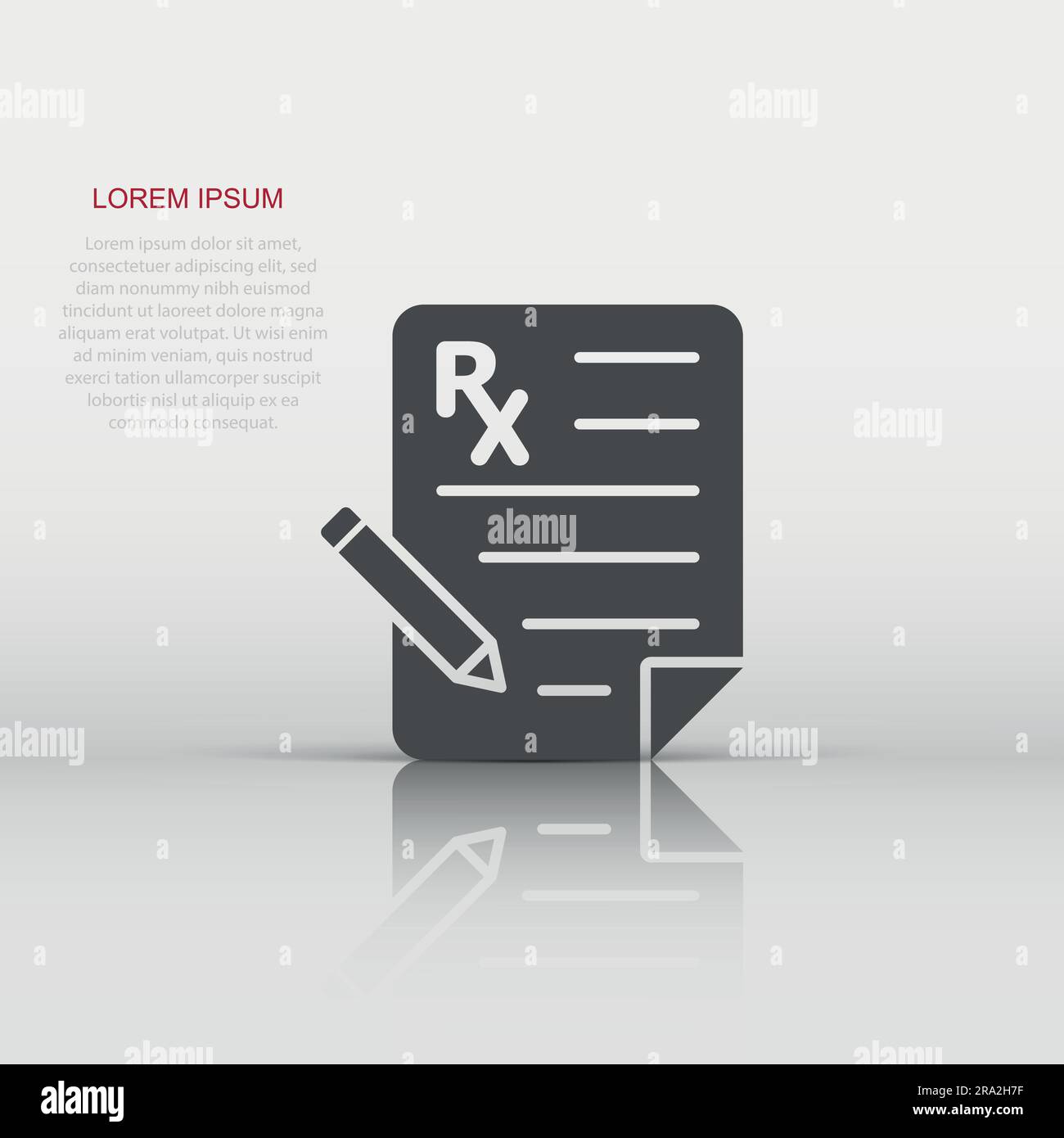 Prescription icon in flat style. Rx document vector illustration on ...