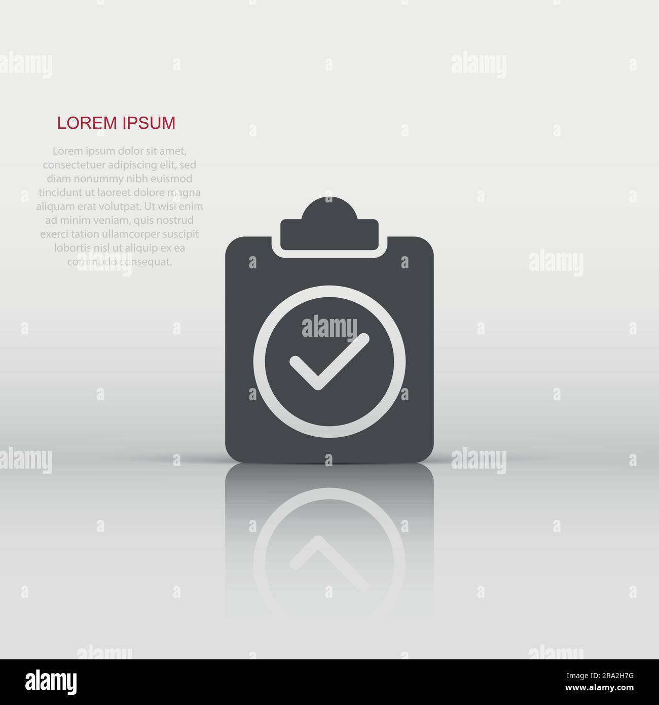 Document checkbox icon in flat style. Test vector illustration on white ...