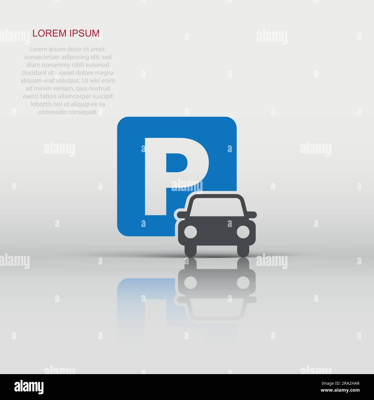 Car parking icon in flat style. Auto stand vector illustration on white ...