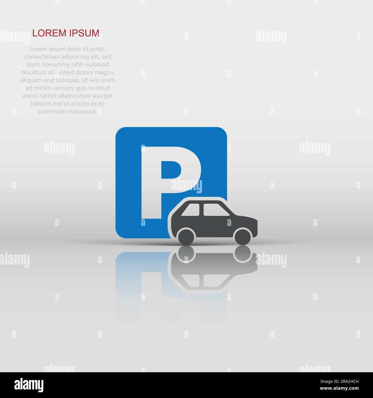 Car parking icon in flat style. Auto stand vector illustration on white ...