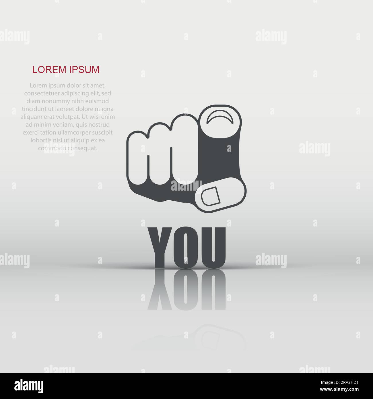 Finger point icon in flat style. Hand gesture vector illustration on ...