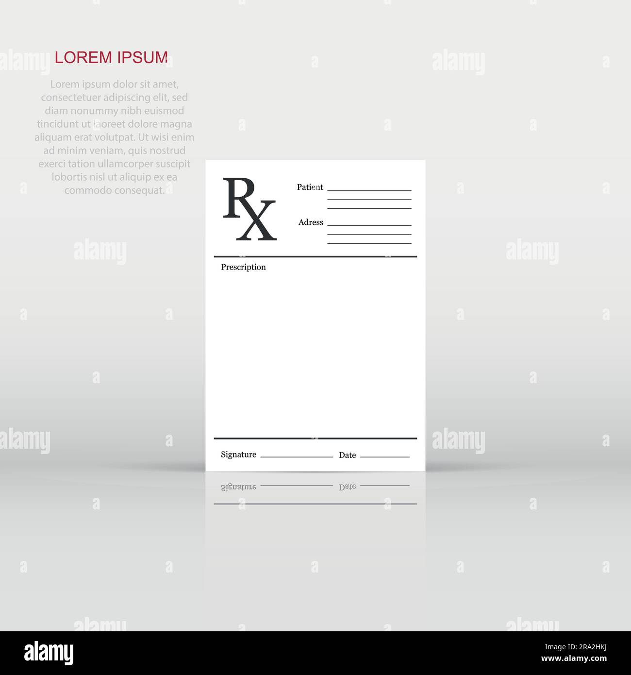 Realistic prescription icon in flat style. Rx document vector ...
