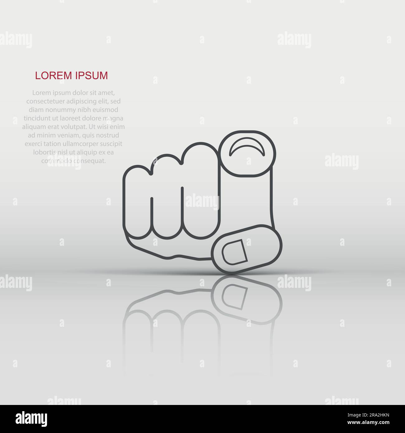 Finger point icon in flat style. Hand gesture vector illustration on ...