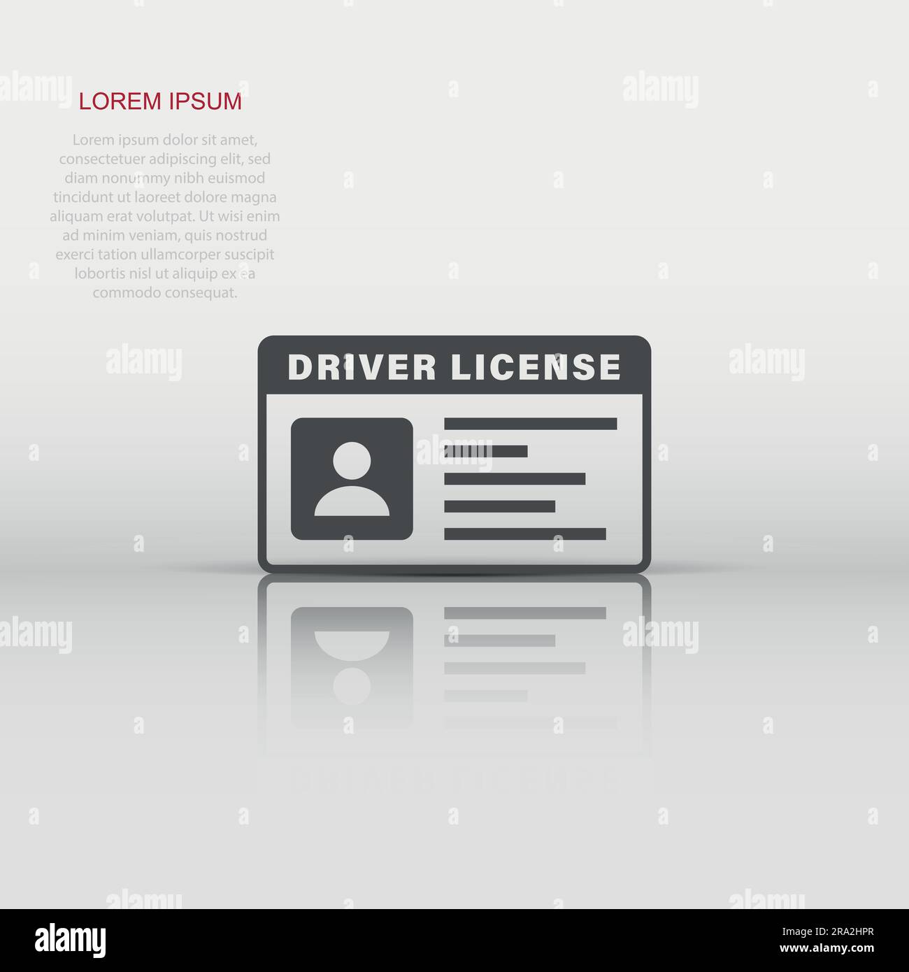 Driver license icon in flat style. Id card vector illustration on white ...
