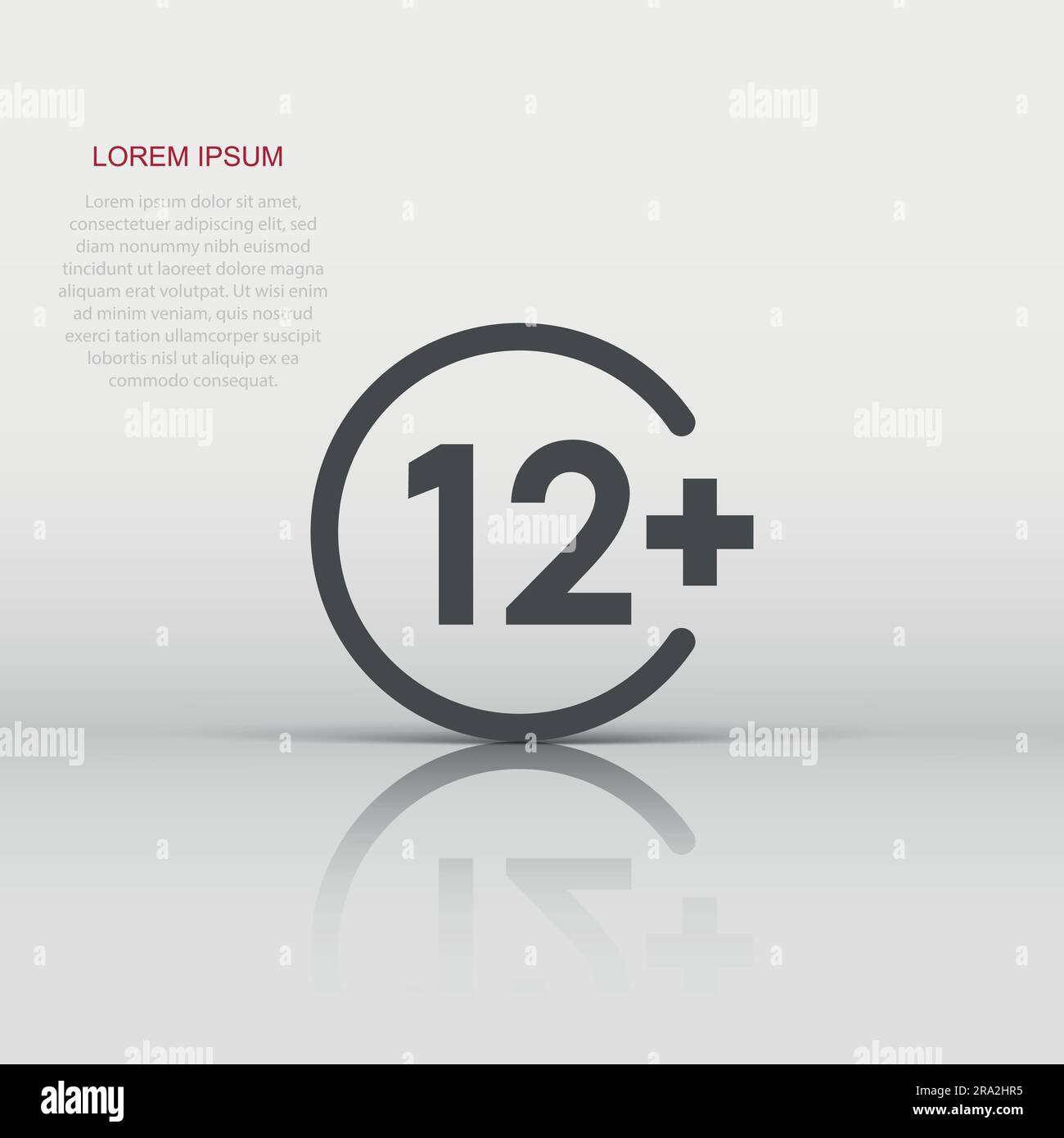 Twelve plus icon in flat style. 12 vector illustration on white ...