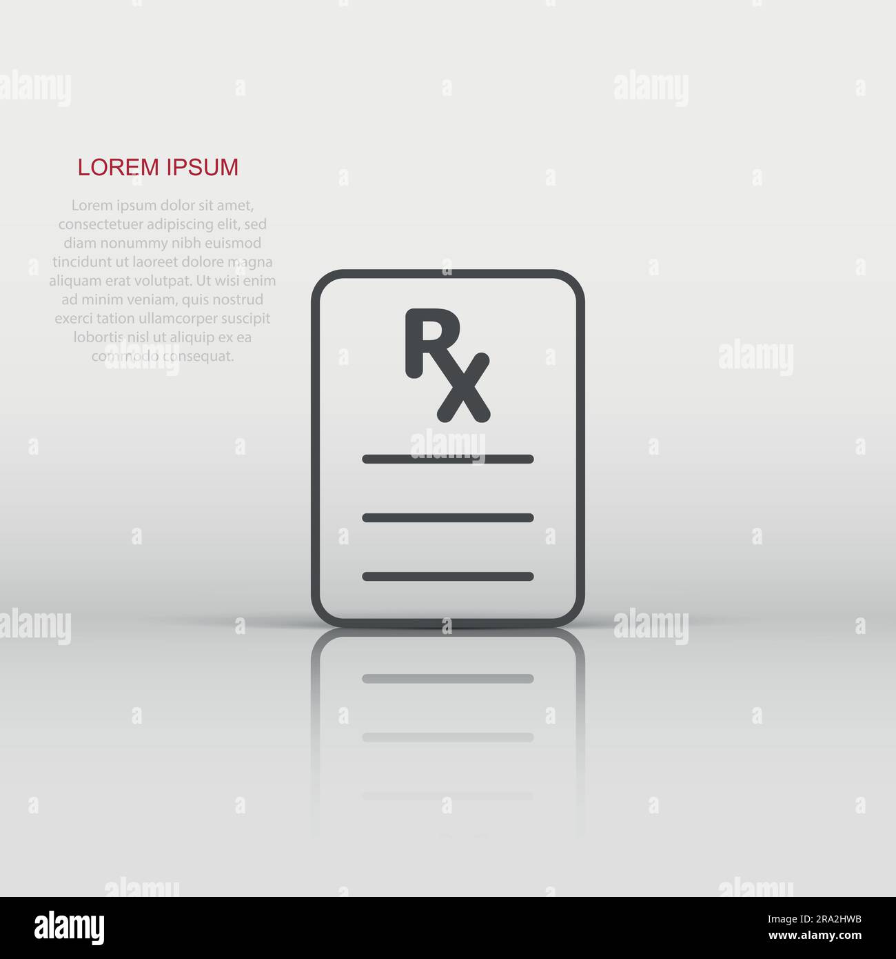 Prescription icon in flat style. Rx document vector illustration on ...