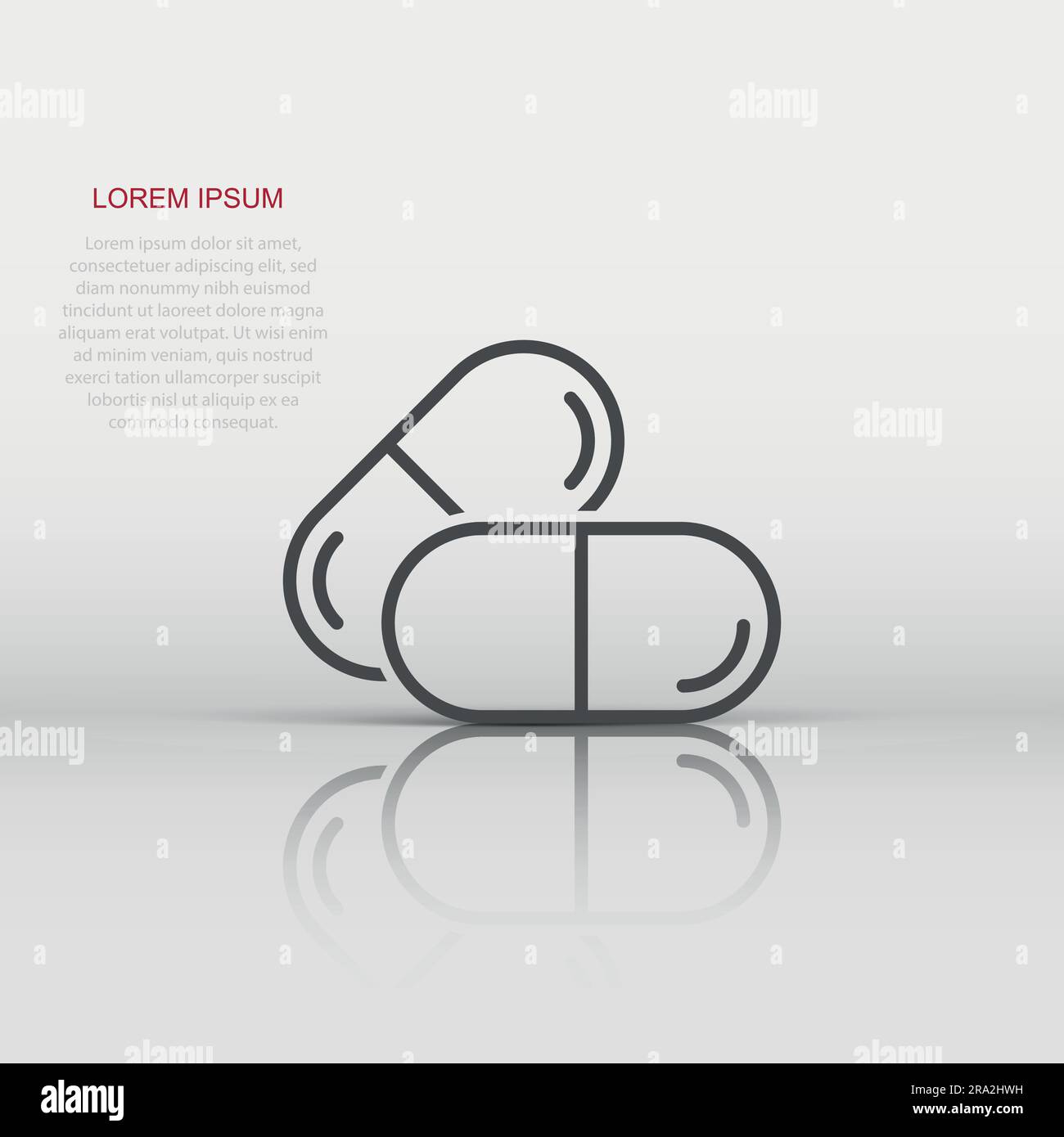 Pill capsule icon in flat style. Drugs vector illustration on white ...