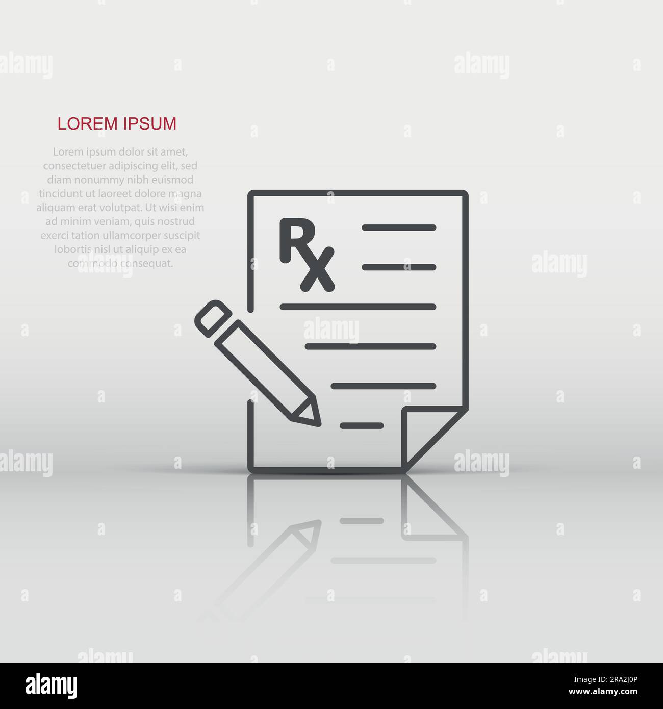 Prescription icon in flat style. Rx document vector illustration on ...