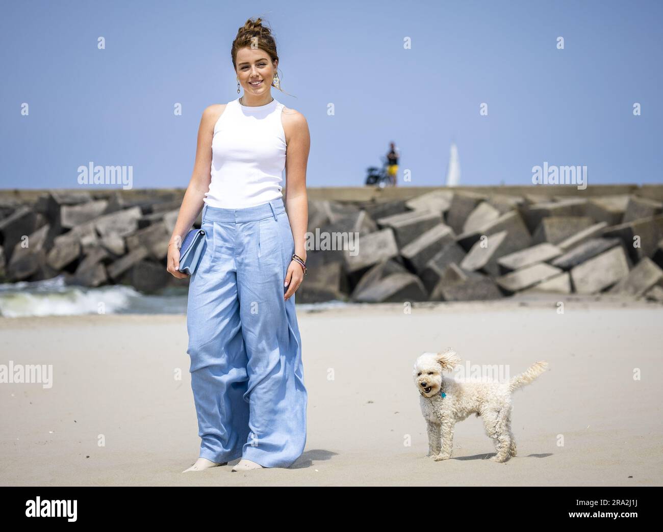 THE HAGUE - Princess Alexia with dog Mambo on the Zuiderstrand during ...