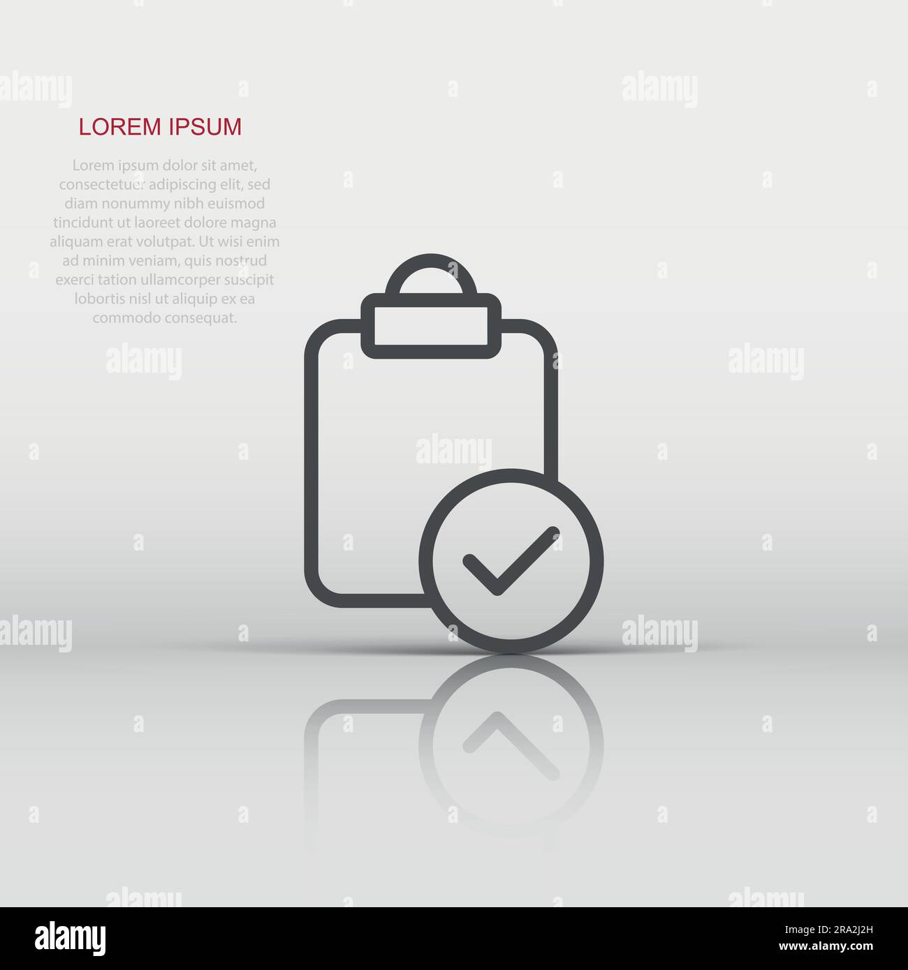 Document checkbox icon in flat style. Test vector illustration on white ...