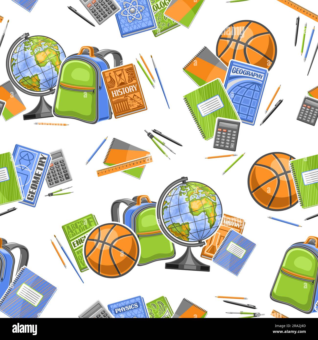 Vector School Seamless Pattern, decorative repeating background with ...