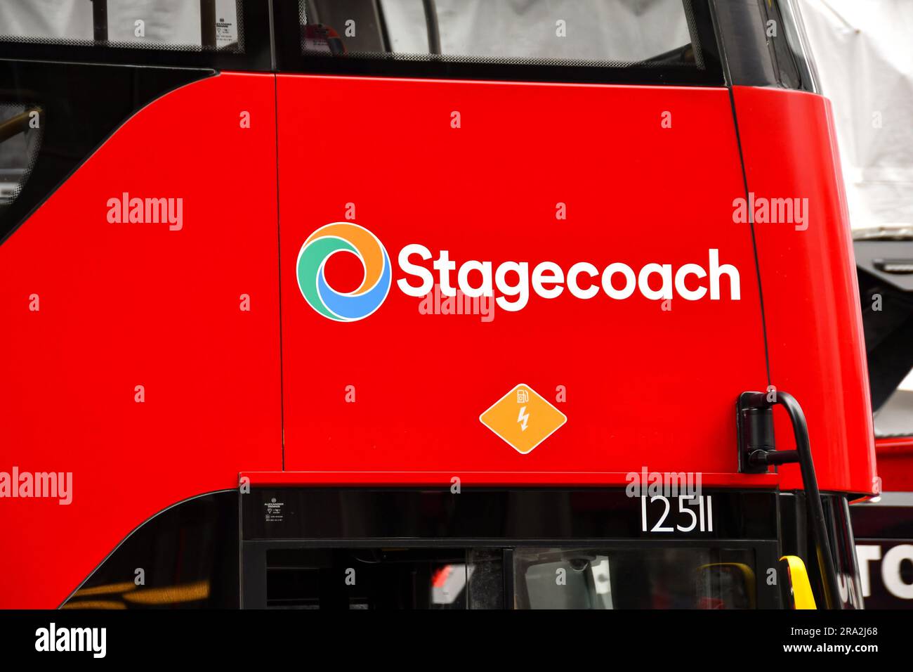 London, England, UK - 14 June 2023: Sign on the front of a red London ...