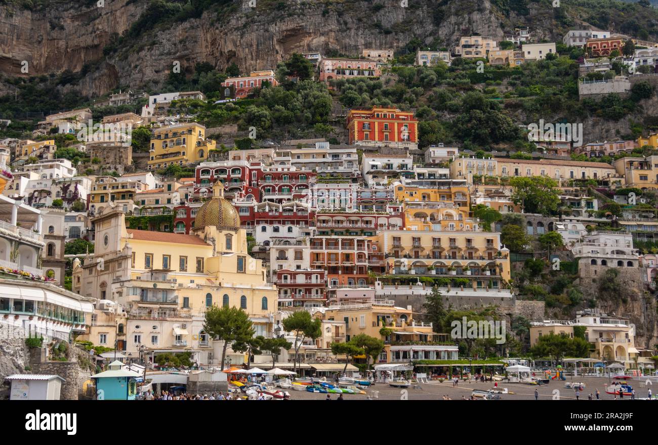 The village of Positano on the Amalfi Coast, Province of Salerno ...