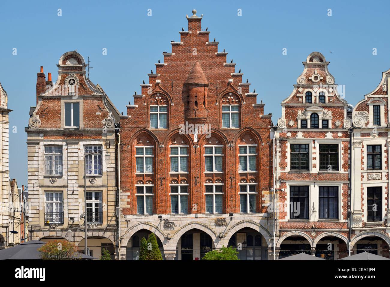 France, Pas-de-Calais, Arras, Grand Place, Flemish Baroque style houses ...