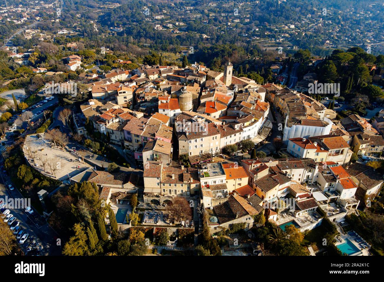 France, Alpes Maritimes, Mougins, village with Saint Jacques le Majeur ...