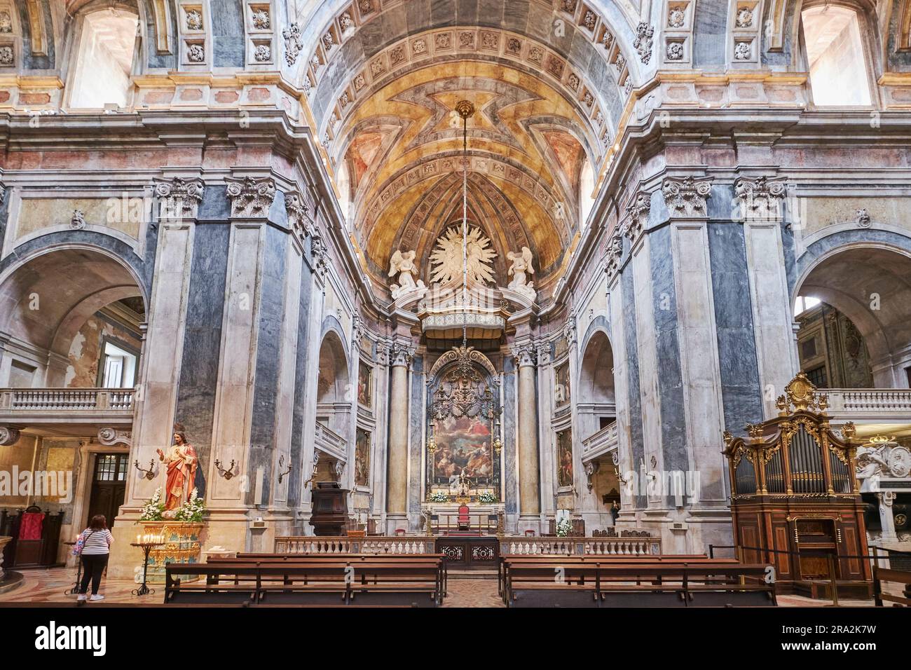 Portugal, Lisbon, Interior of the Estrela Basilica (Basílica da Estrela), first church in the ...