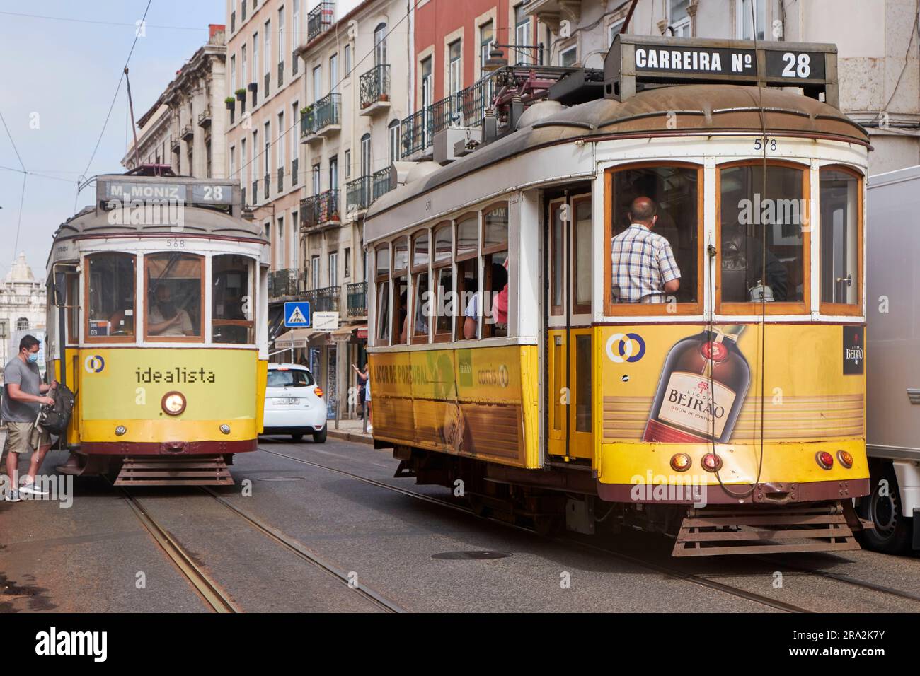 Portugal, Lisbon, Trams of line 28 Stock Photo - Alamy