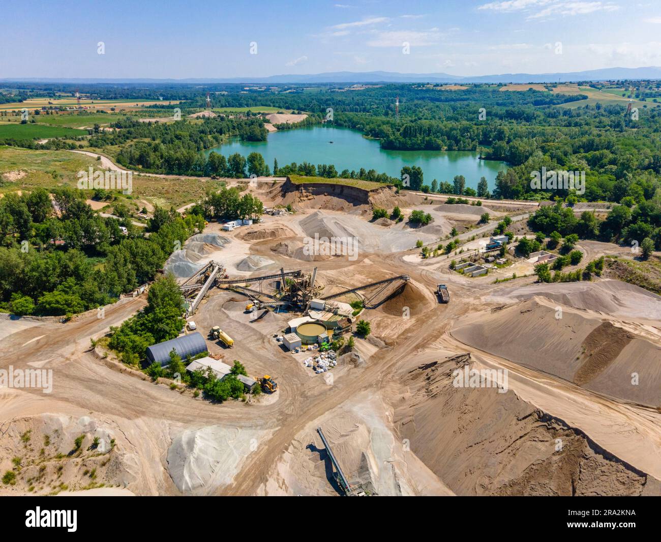 France, Puy de Dome, extraction of aggregate in a sand quarry of Allier ...