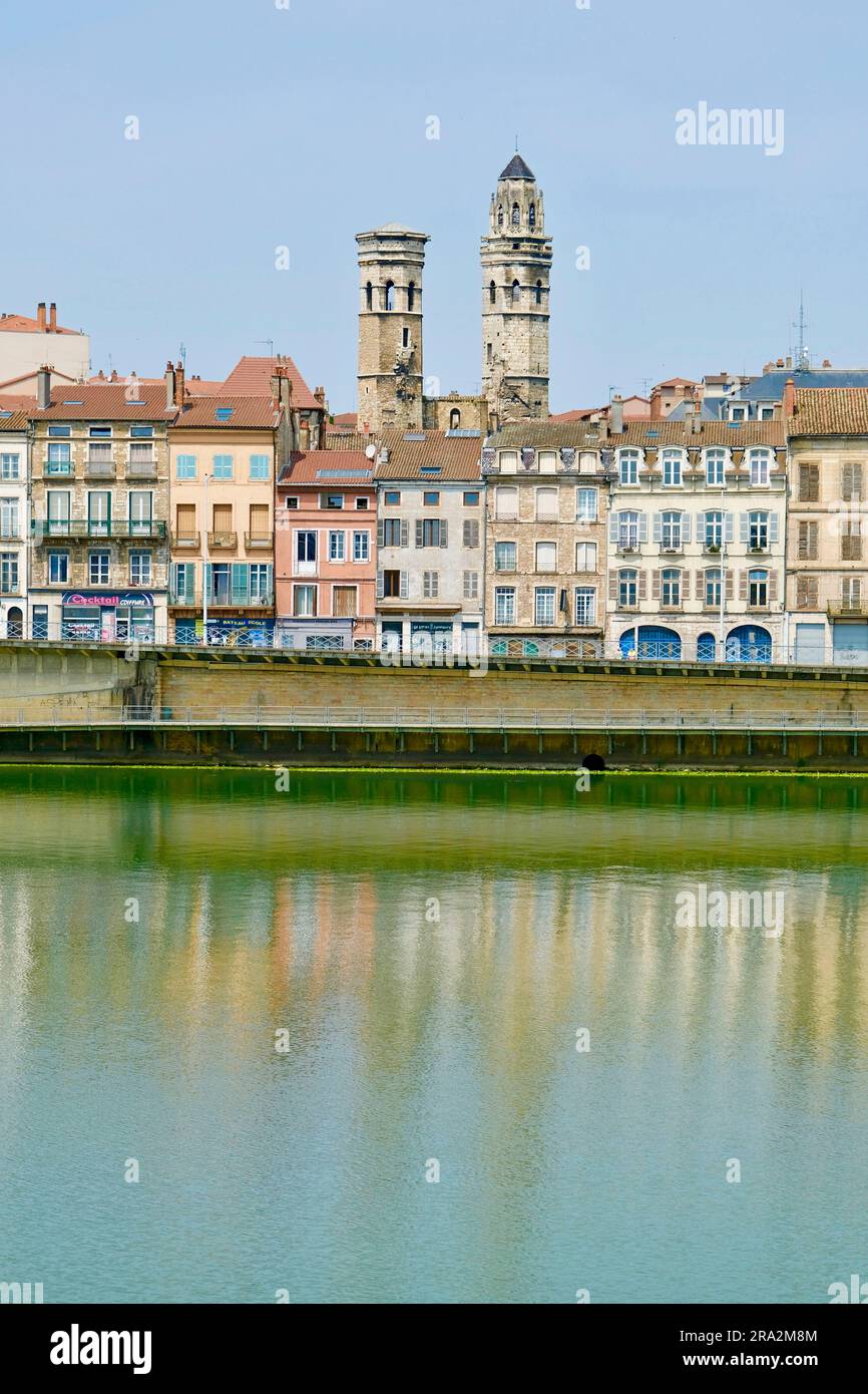 France, Saone et Loire, Macon, Quai Jean Jaures with a view of the ...