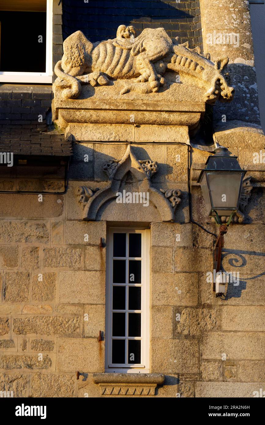 France, Finistere, Roscoff, 16th century Gaillard House, sculpted ...