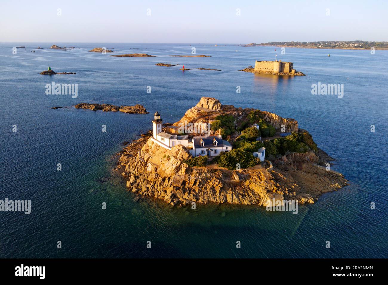 France, Finistere, Morlaix bay, Carantec, Louet island and Taureau ...