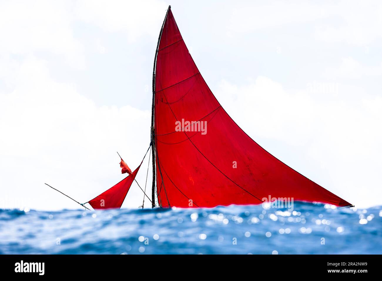 Brazil, Nordeste, Recife, traditional fishing sailboat, jangadas with ...