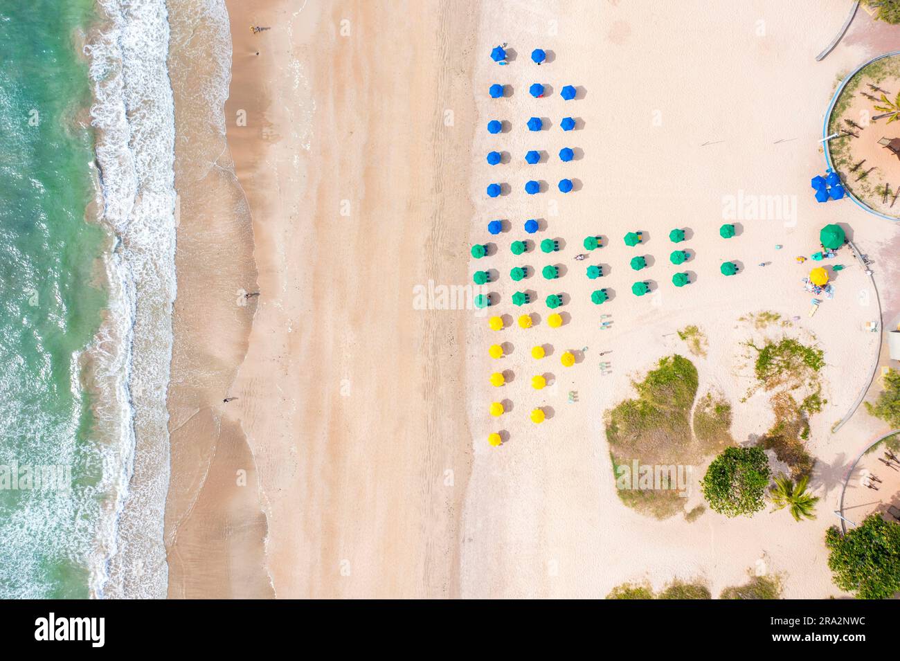 Brazil, Nordeste, Recife, Boa Viagem, aerial view of the beach of ...