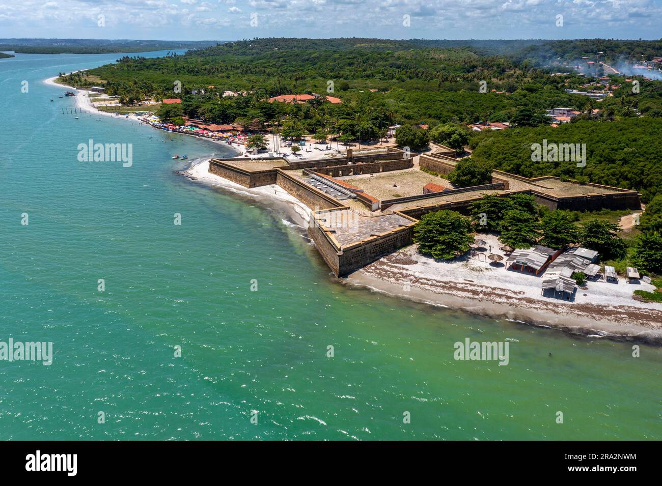 Brésil, Pernambuco, Ile de Coroa do Avião, aerial view of the Orange ...