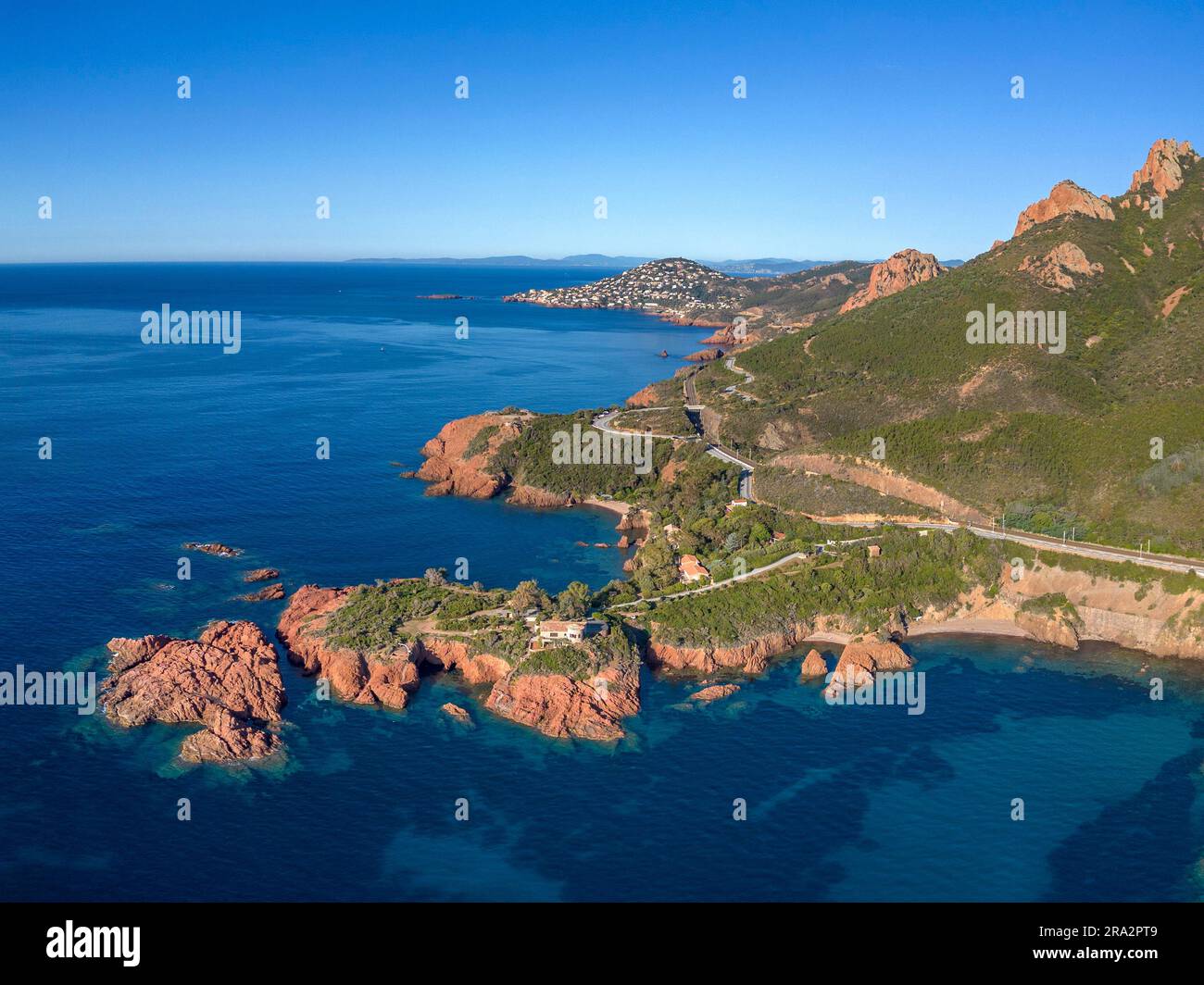 France, Var, Saint-Raphaël, coastal road of the Corniche d'Or or ...