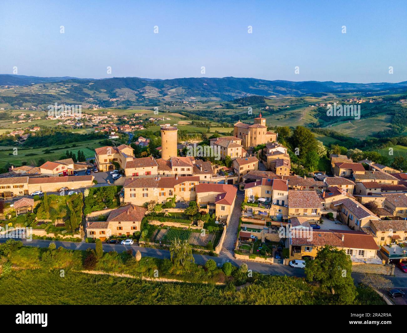 France, Rhone, Medieval village of Oingt, labelled Most Beautiful ...