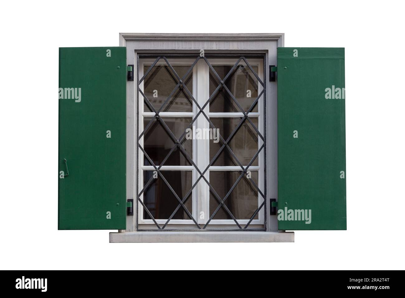 traditional windows with blue shutters, europe, isolated, white ...